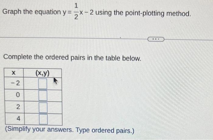 Solved Graph the equation y=21x−2 using the point-plotting | Chegg.com