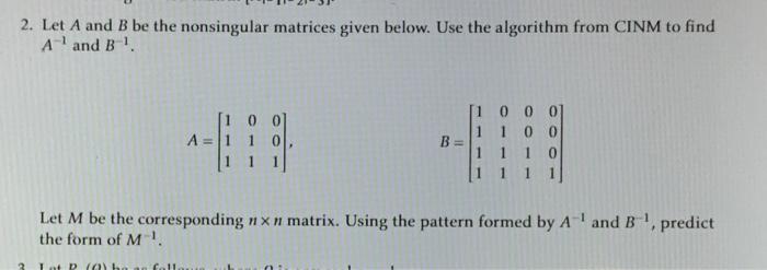 2. Let A and B be the nonsingular matrices given | Chegg.com