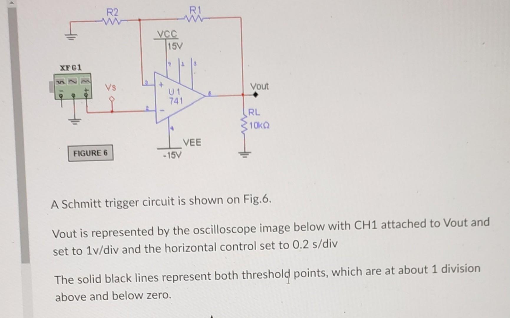 Solved A Schmitt trigger circuit is shown on Fig.6. Vout is | Chegg.com