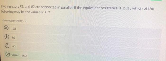 Solved Two resistors R1, and R2 are connected in parallel. | Chegg.com