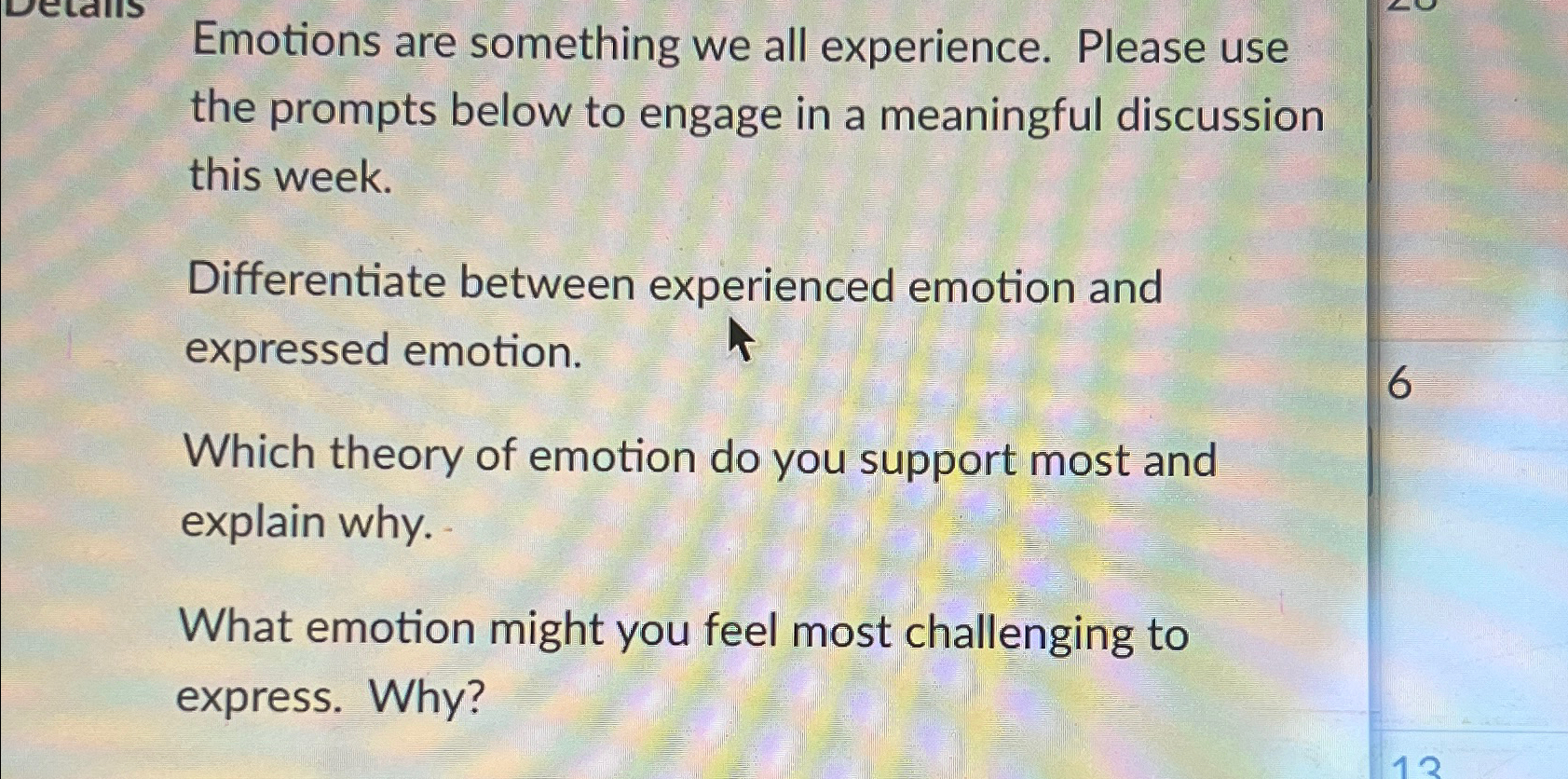 Solved Emotions are something we all experience. Please use | Chegg.com