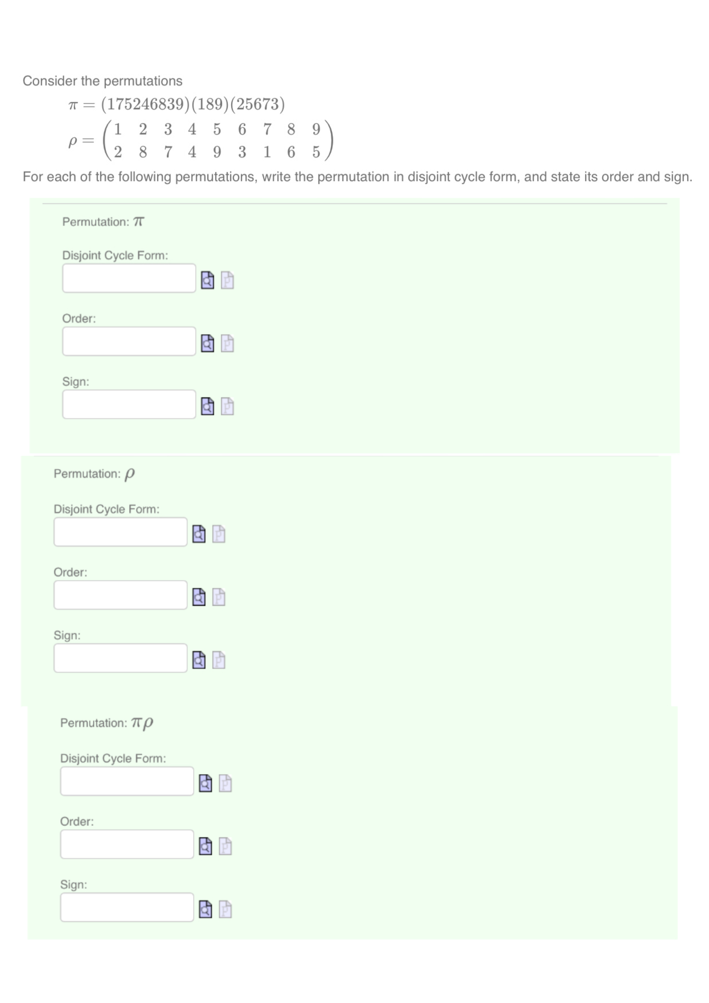Solved Consider the permutations])([2,8,7,4,9,3,1,6,5For | Chegg.com