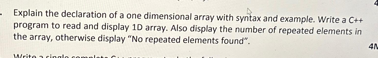 Solved Explain the declaration of a one dimensional array | Chegg.com