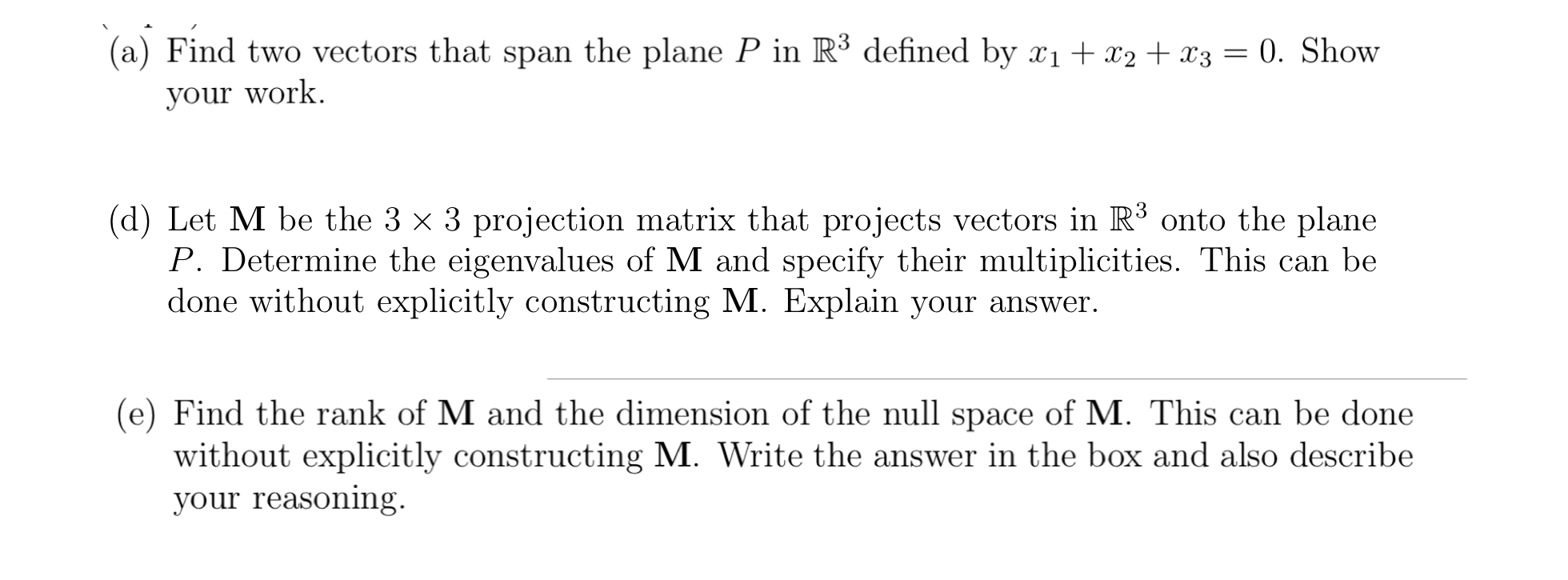Solved (a) ﻿Find two vectors that span the plane P ﻿in R3 | Chegg.com