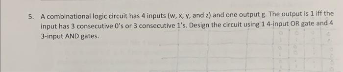 Solved A combinational logic circuit has 4 inputs (w, x,y, | Chegg.com