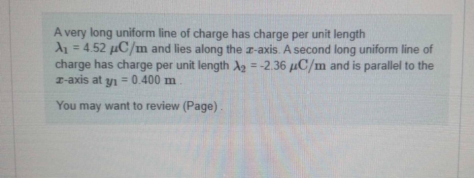 Solved A very long uniform line of charge has charge per | Chegg.com