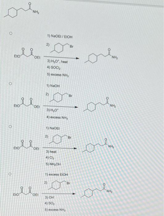 Solved 1) NaOEt 2) 3) OH, heat 4) [H+],Et2O,(−EtOH) 1) | Chegg.com