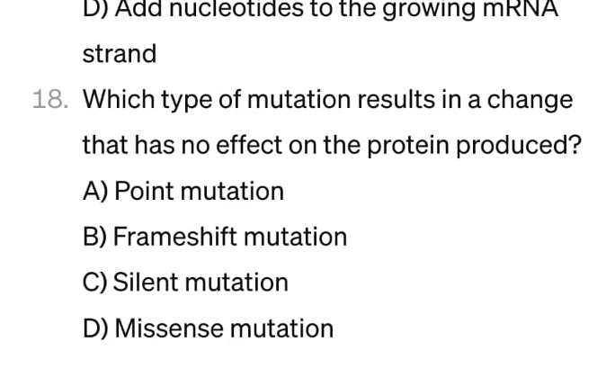 Solved D) ﻿Add nucleotides to the growing mRNA strand18. | Chegg.com