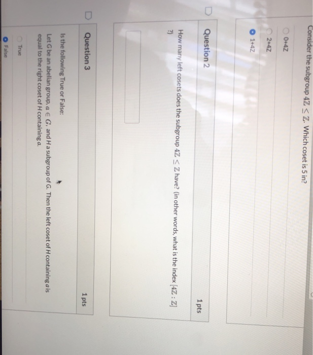 Solved Consider the subgroup 4Z | Chegg.com