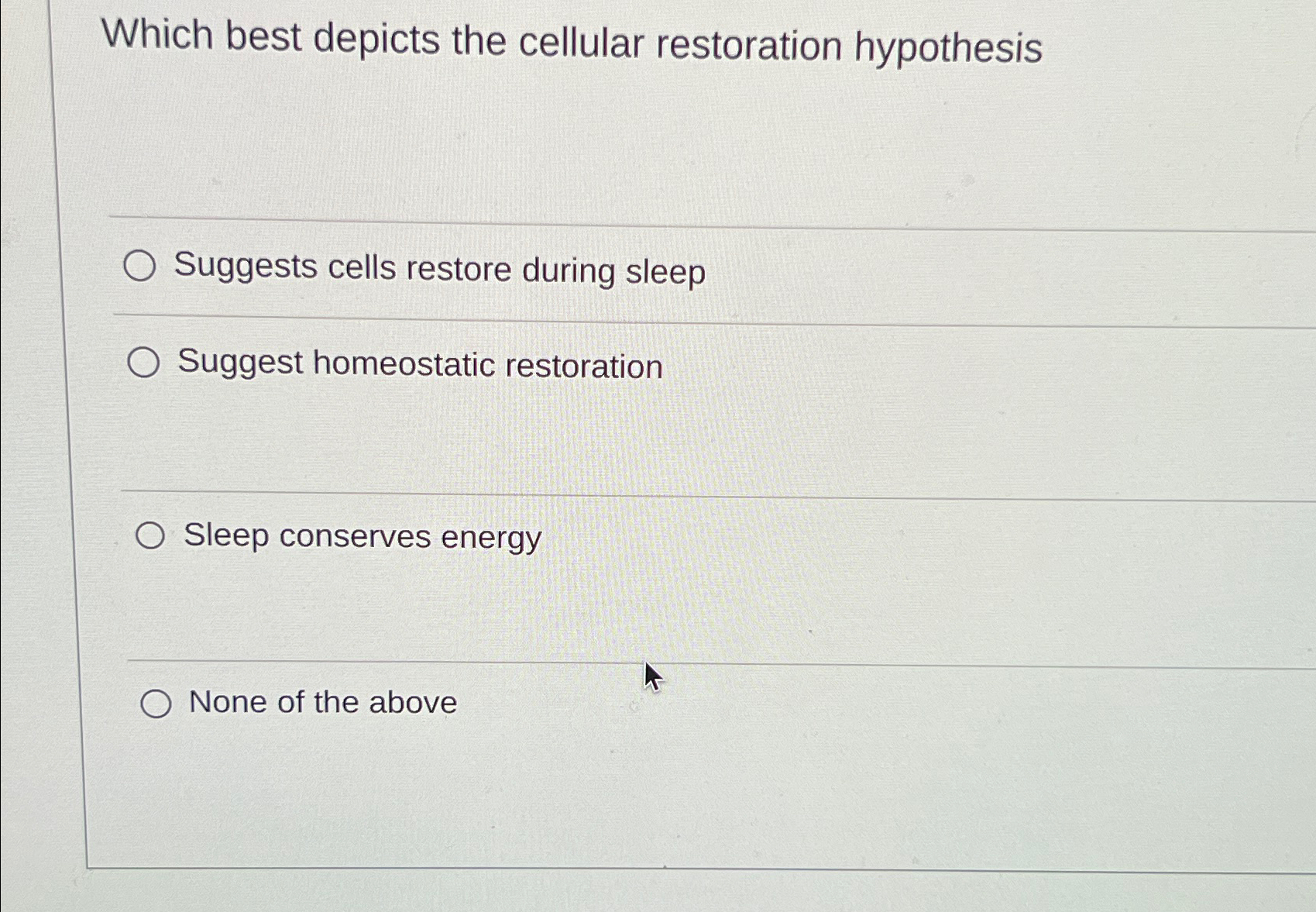 Solved Which best depicts the cellular restoration | Chegg.com