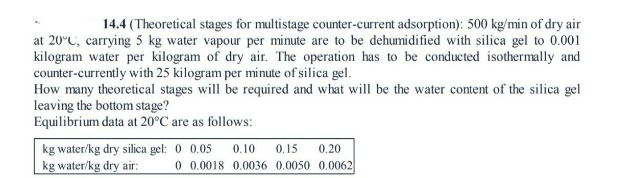 Solved 14.4 (Theoretical stages for multistage | Chegg.com