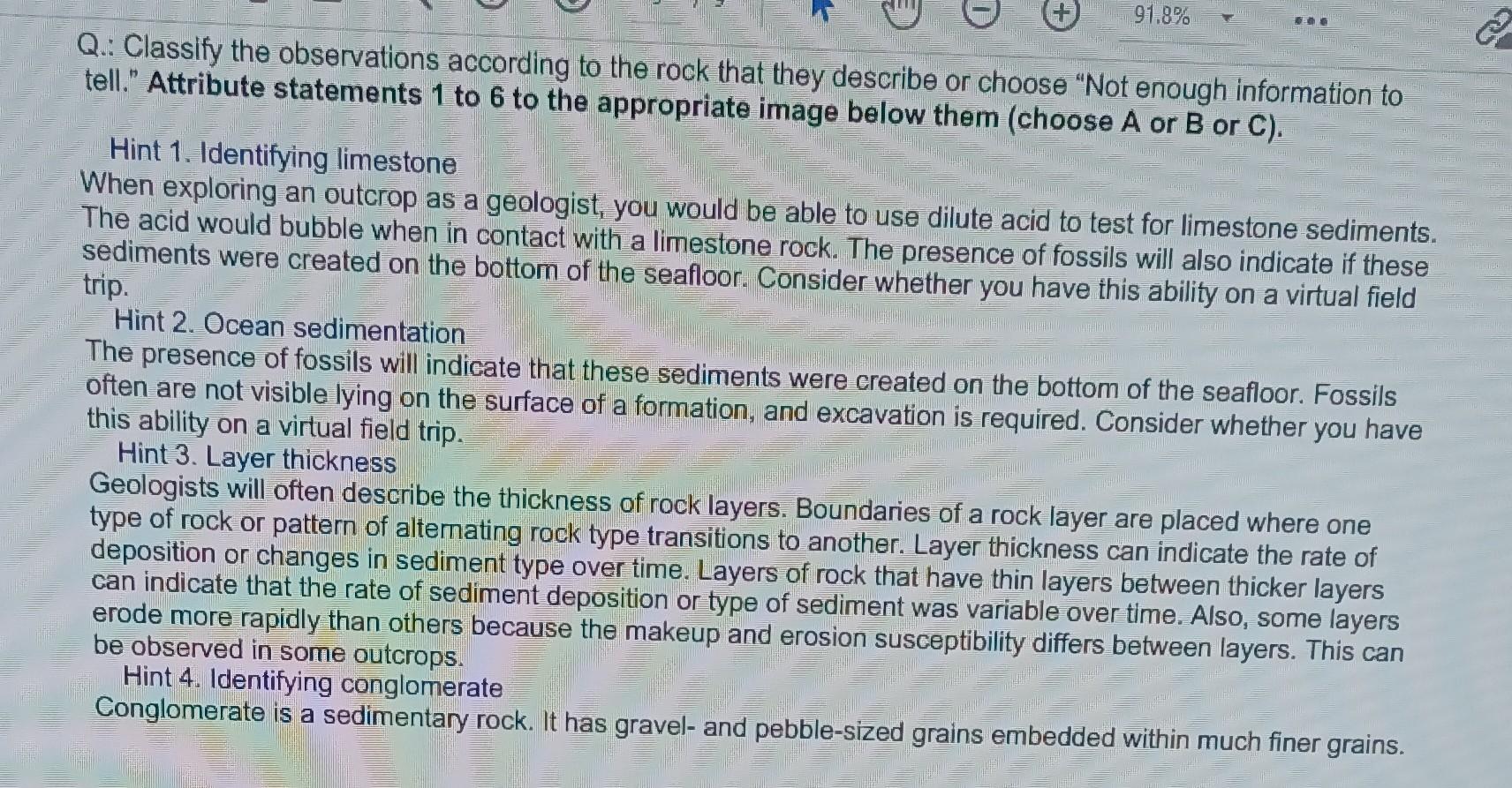 Solved ANSWER: 1. The layers of sedimentary rock are tilted. | Chegg.com