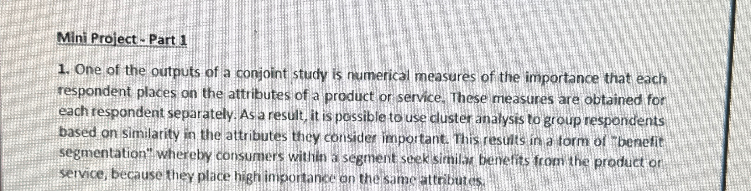 Solved Mini Project-Part 1One of the outputs of a conjoint | Chegg.com