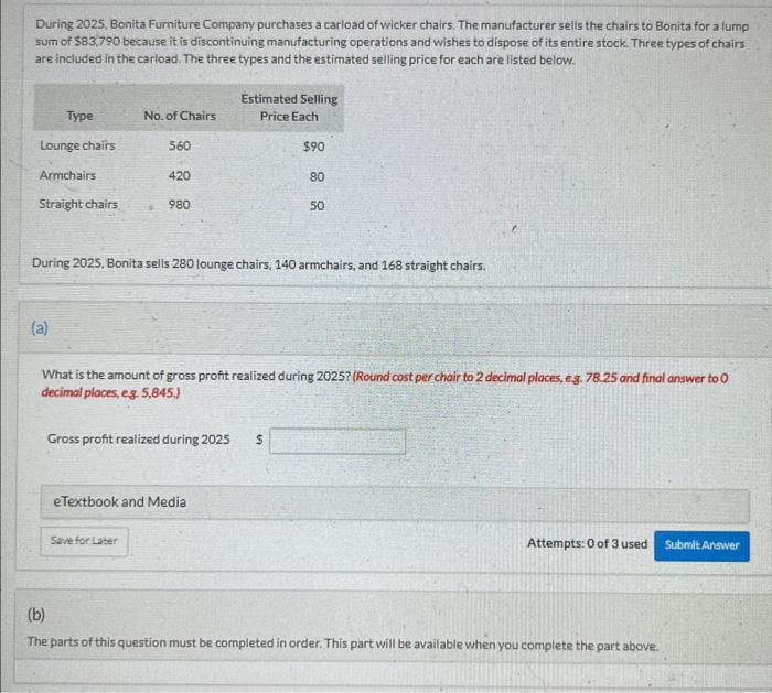 Solved During 2025, Bonita Furniture Company purchases a | Chegg.com