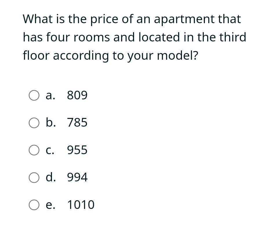 Solved Given the following apartments pricing dataset, apply | Chegg.com