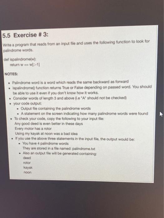 Solved 5.5 Exercise # 3: Write a program that reads from an | Chegg.com