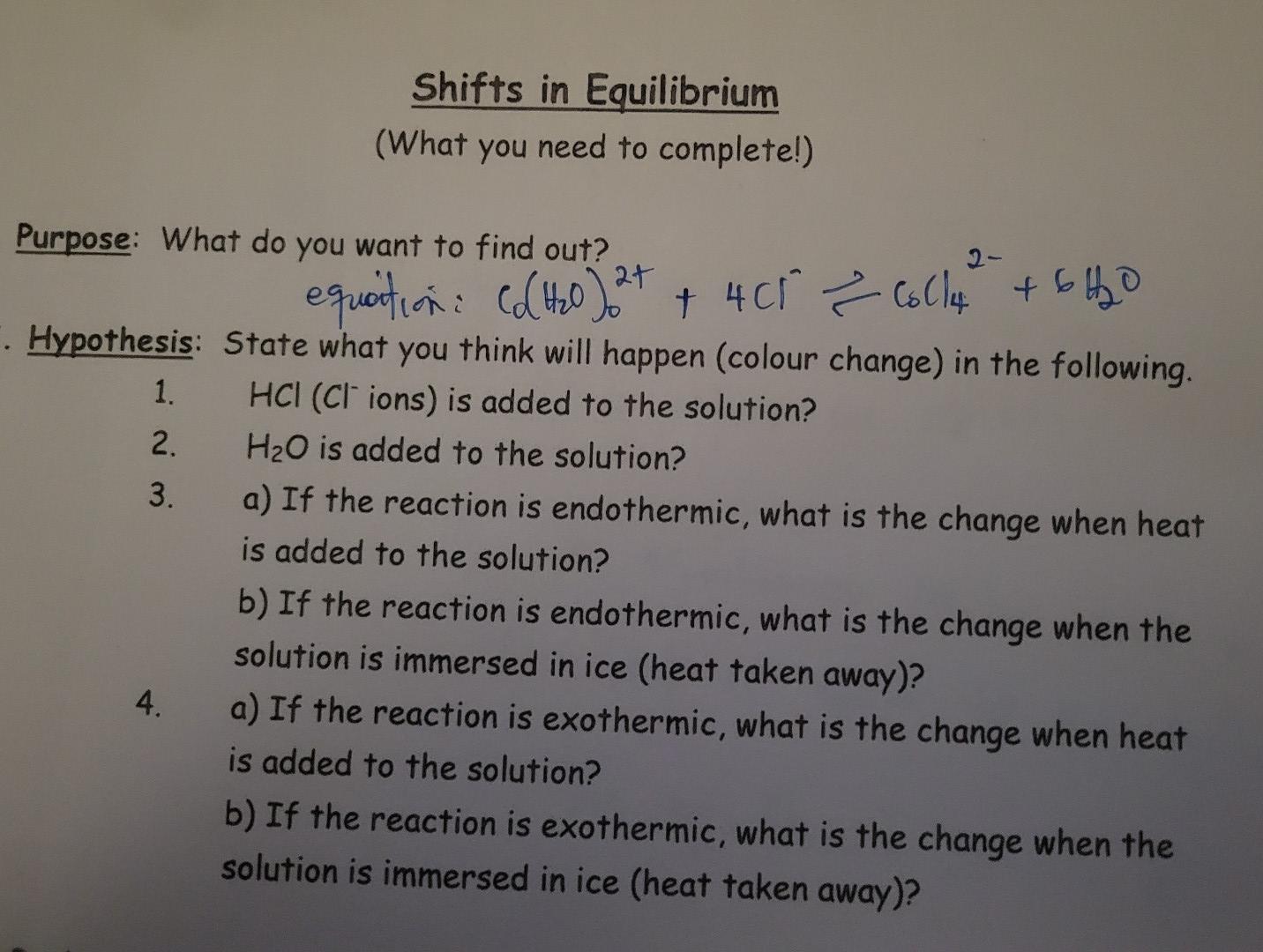 Solved Shifts in Equilibrium (What you need to complete!) | Chegg.com
