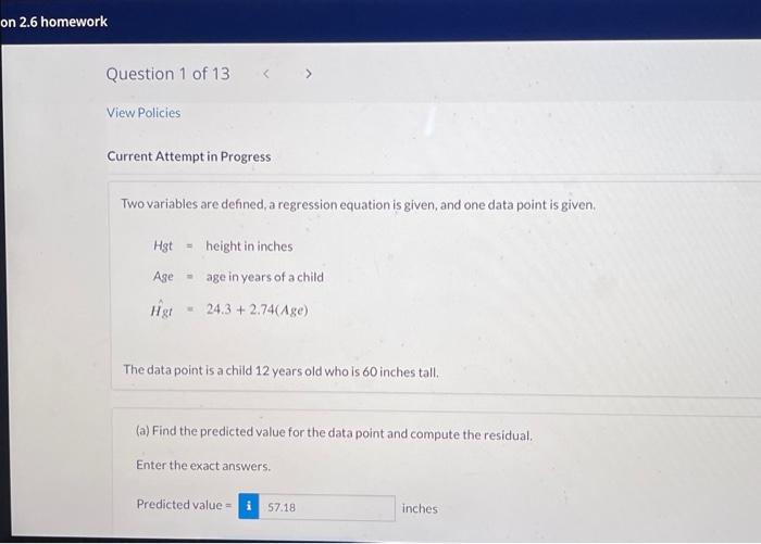 Solved Two variables are defined, a regression equation is | Chegg.com