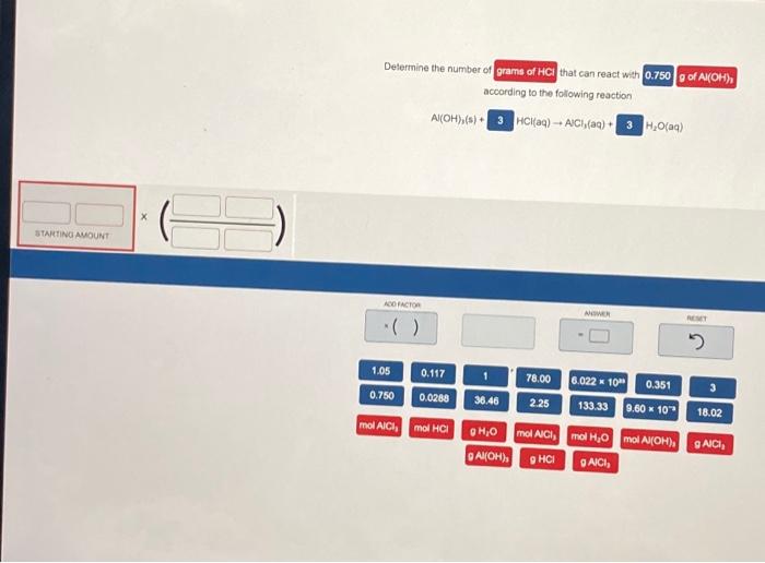 Solved Determine the number of grams of HCl that can react | Chegg.com