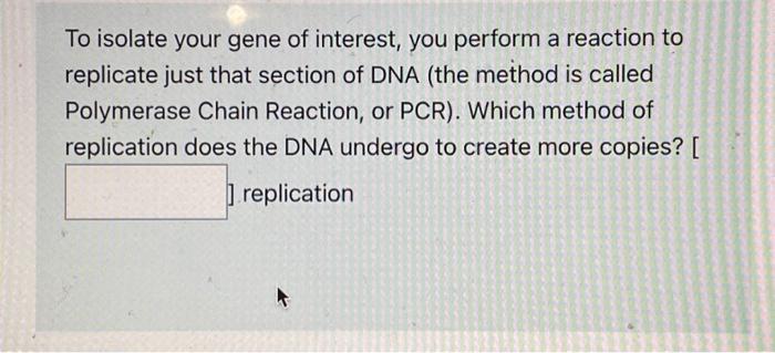 To isolate your gene of interest, you perform a | Chegg.com