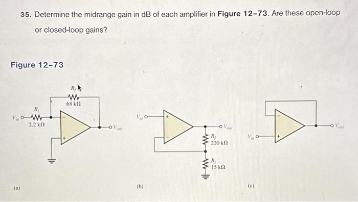 Solved 35. Determine the midrange gain in dB of each | Chegg.com