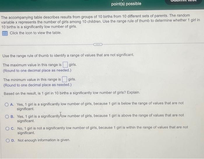 The accompanying table describes results from groups | Chegg.com