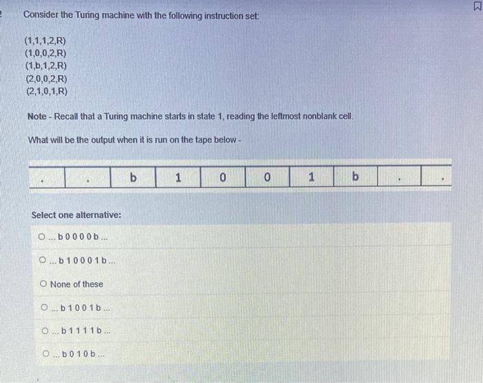 Solved Consider the Turing machine with the following | Chegg.com