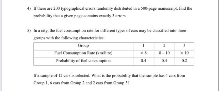 Solved 4) If there are 200 typographical errors randomly | Chegg.com
