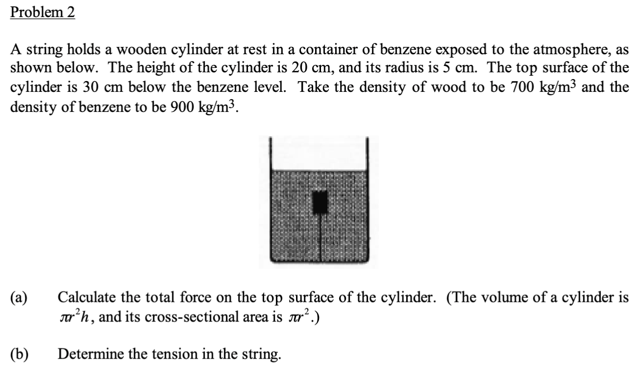 Solved Problem 2A string holds a wooden cylinder at rest in | Chegg.com
