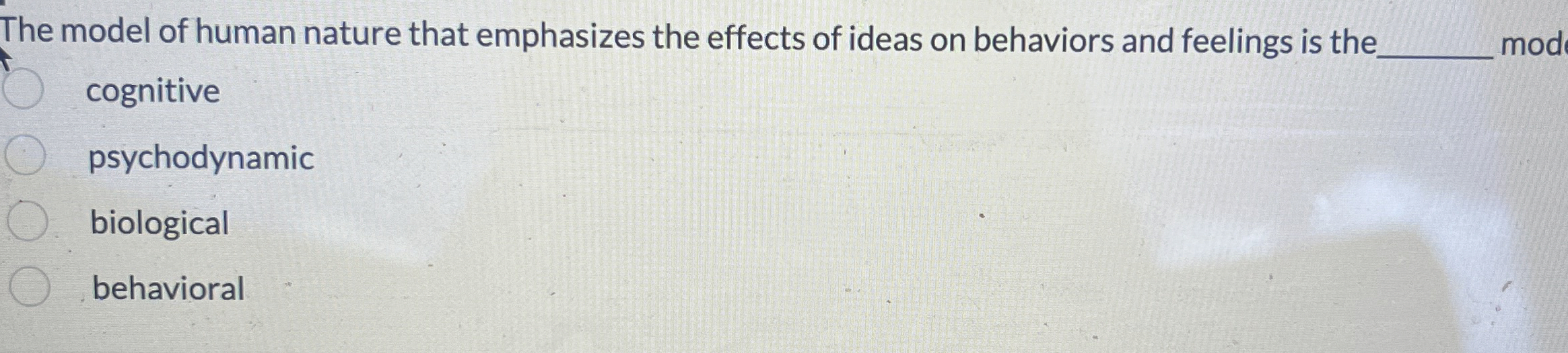 Solved The model of human nature that emphasizes the effects | Chegg.com