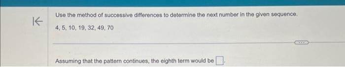 Solved Use the method of successive differences to determine | Chegg.com