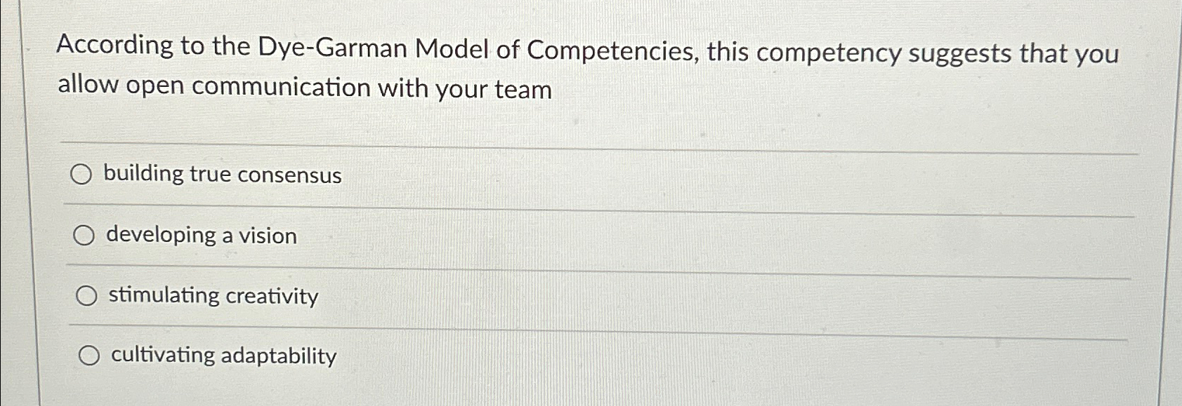 Solved According to the Dye-Garman Model of Competencies, | Chegg.com