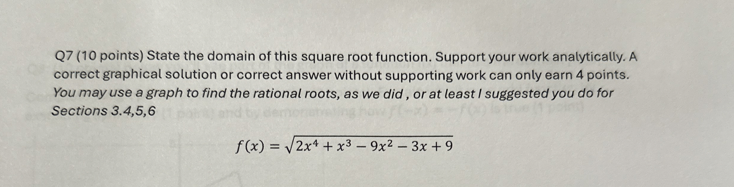 Solved Q7 (10 ﻿points) ﻿State the domain of this square root | Chegg.com