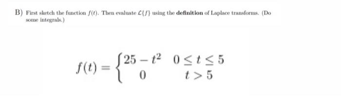Solved B) First sketch the function f(t). Then evaluate L{f} | Chegg.com