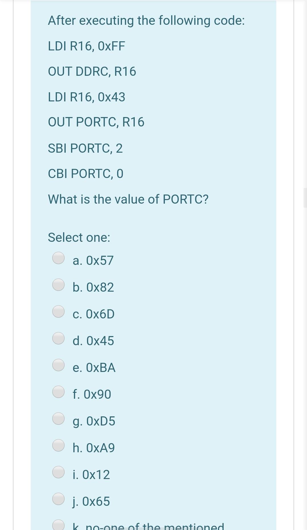 Solved what is the purpose of the following code? SBI DDRB, | Chegg.com
