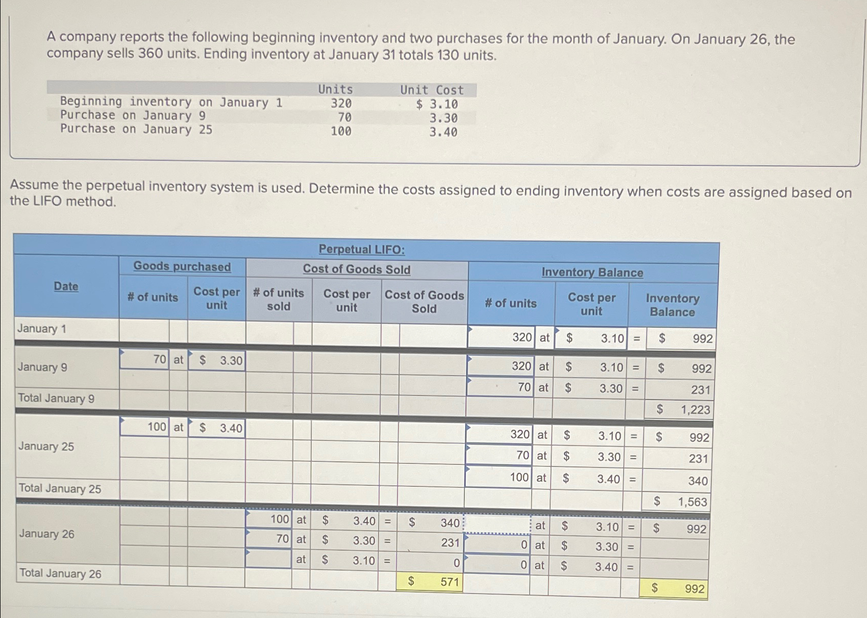 Solved A company reports the following beginning inventory | Chegg.com