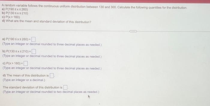 Solved A Random Variable Follows The Continuous Uniform 9056