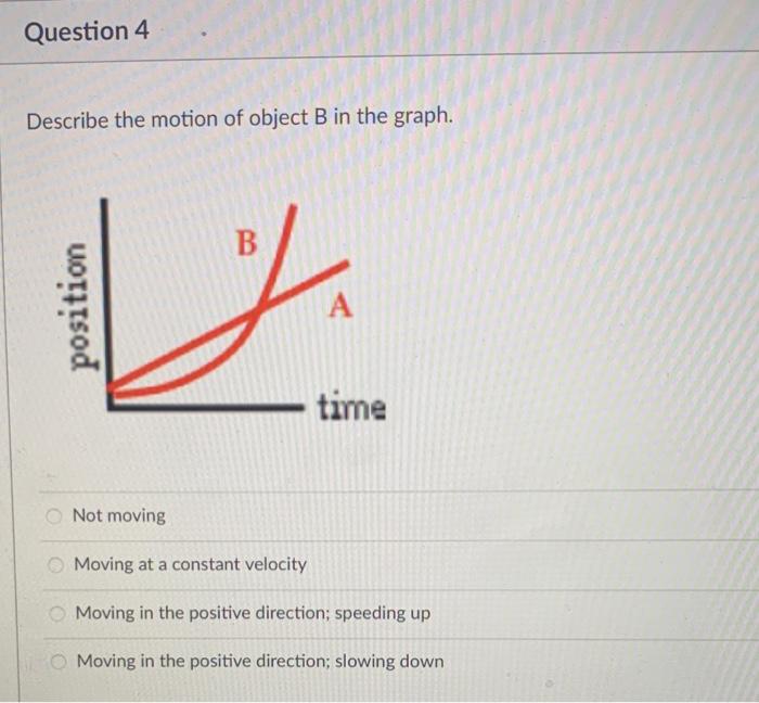 Solved Describe the motion of Object A in the graph. Moving | Chegg.com