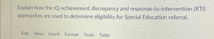 Solved Explain how the IQ-achievement discrepancy and | Chegg.com