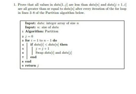 Solved 1. Prove that all values in data 1..;) are less than | Chegg.com