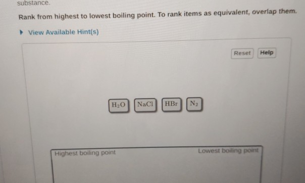 Solved Suusalice Rank from highest to lowest boiling point. | Chegg.com