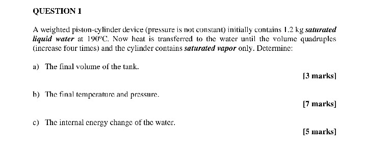 Solved QUESTION 1 A weighted piston-cylinder device | Chegg.com