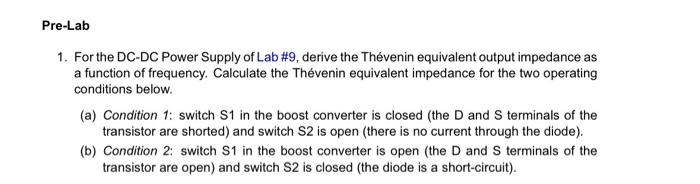 Solved prelab) 1. Derive thi thivenh equalint output inp as | Chegg.com