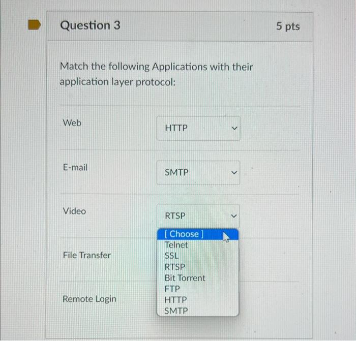 Solved Match the following Applications with their | Chegg.com