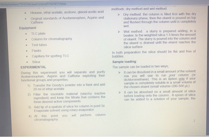1) Calculate the recovery of each compounds you | Chegg.com