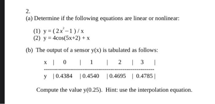 Solved (a) Determine if the following equations are linear | Chegg.com