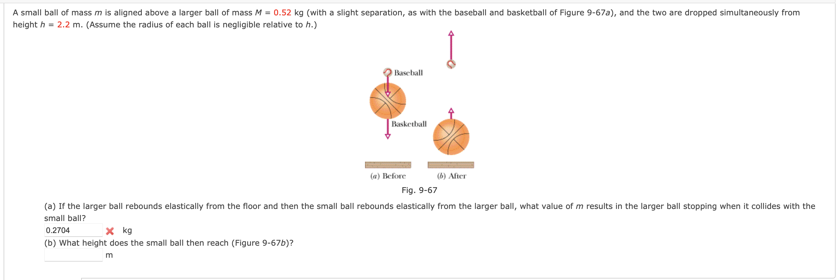 Solved height h=2.2m. (Assume the radius of each ball is | Chegg.com