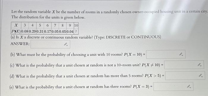 Solved Let the random variable X be the number of rooms in a | Chegg.com