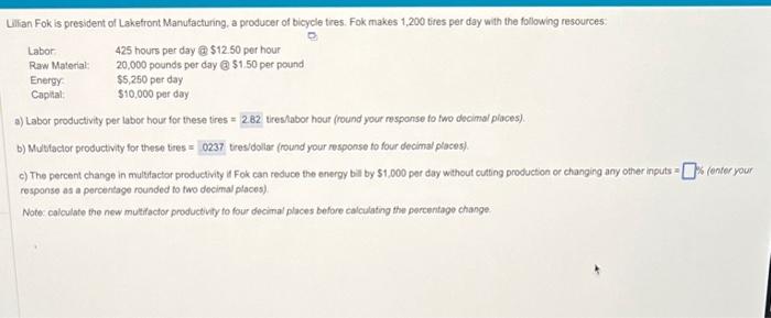 Solved Lillan Fok is president of Lakefront Manufacturing, a | Chegg.com