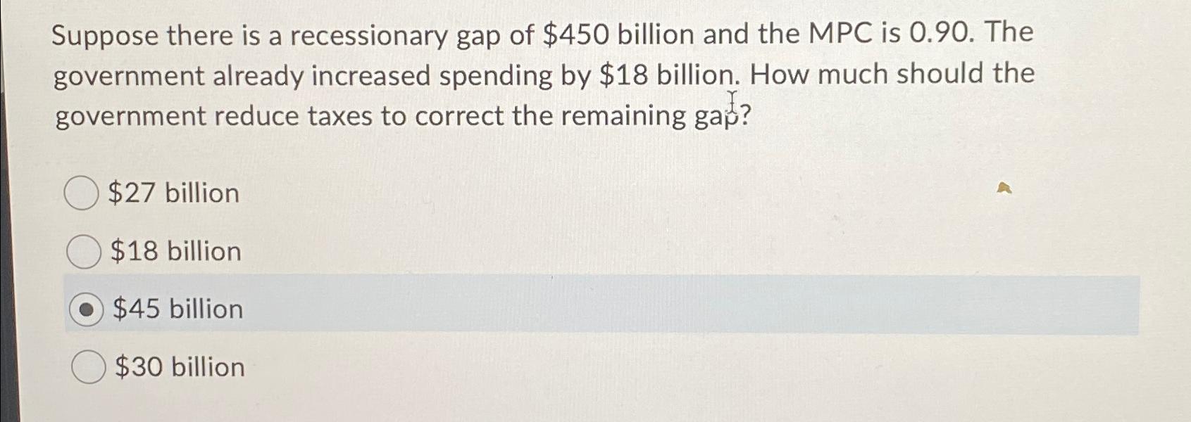 Solved Suppose there is a recessionary gap of $450 ﻿billion | Chegg.com